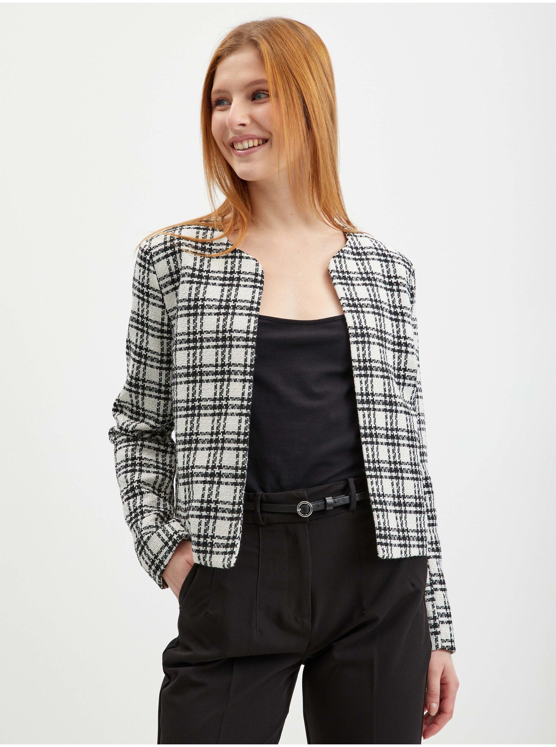 Schwarz Weiss Karierte Jacke