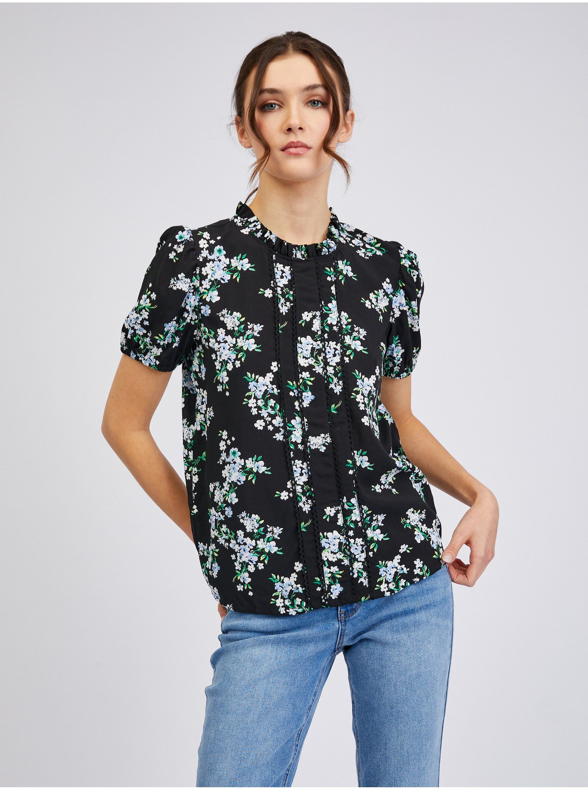 Schwarze Damenbluse mit Blumenmuster ORSAY | Orsay.de - Der offizielle ...