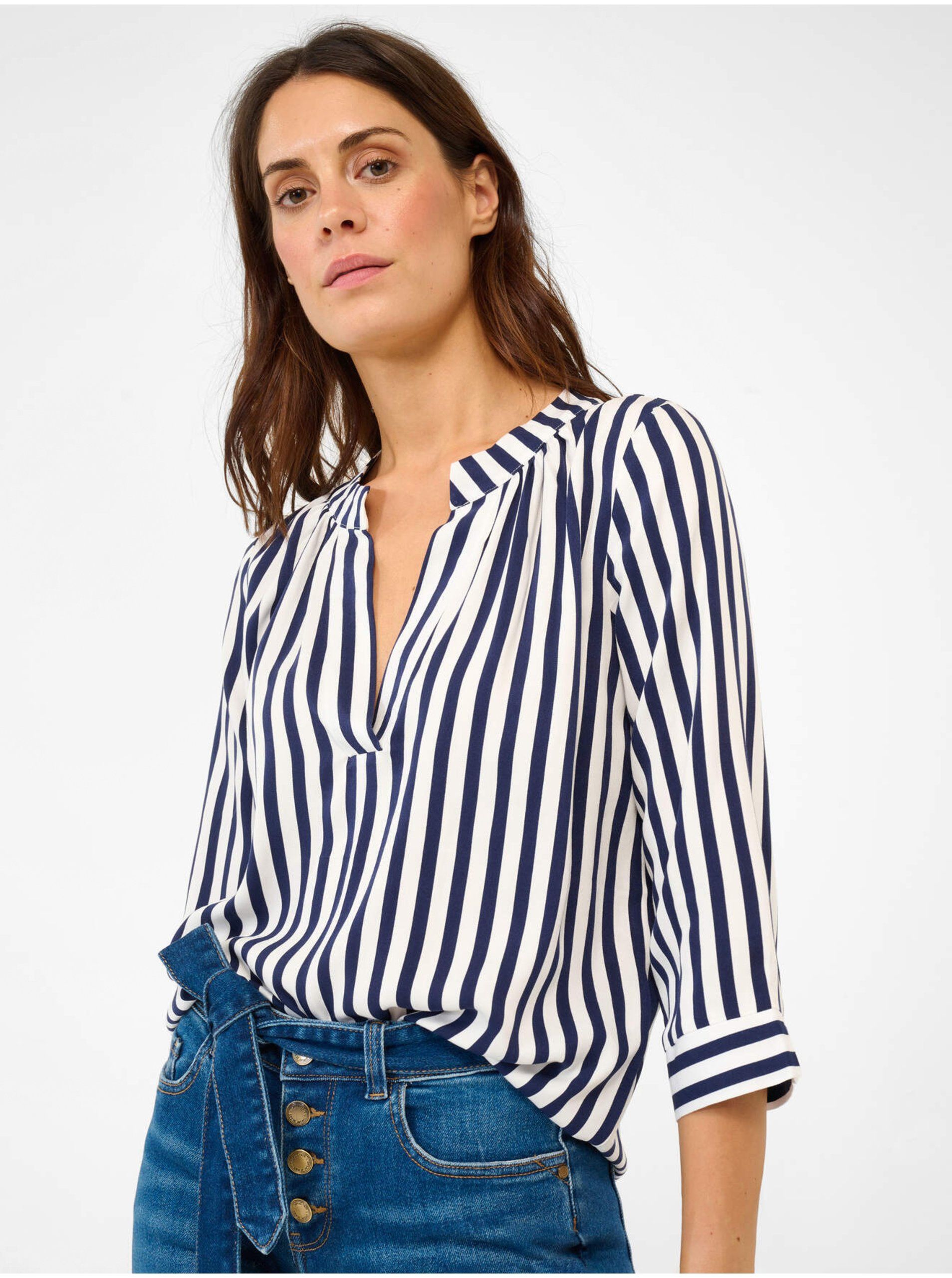ORSAY kék-fehér csíkos háromnegyedes ujjú blúz | Orsay.hu - Hivatalos ...