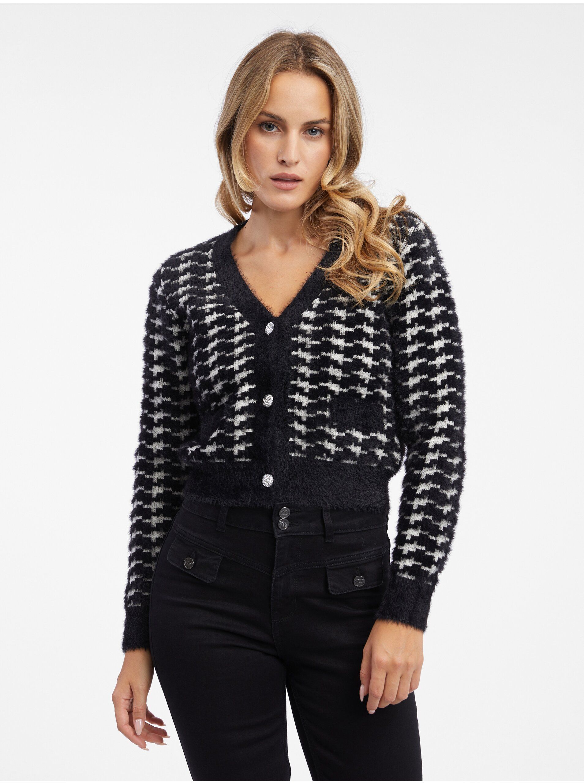 Cardigan cu model pentru femei alb și negru ORSAY | Orsay.ro ...