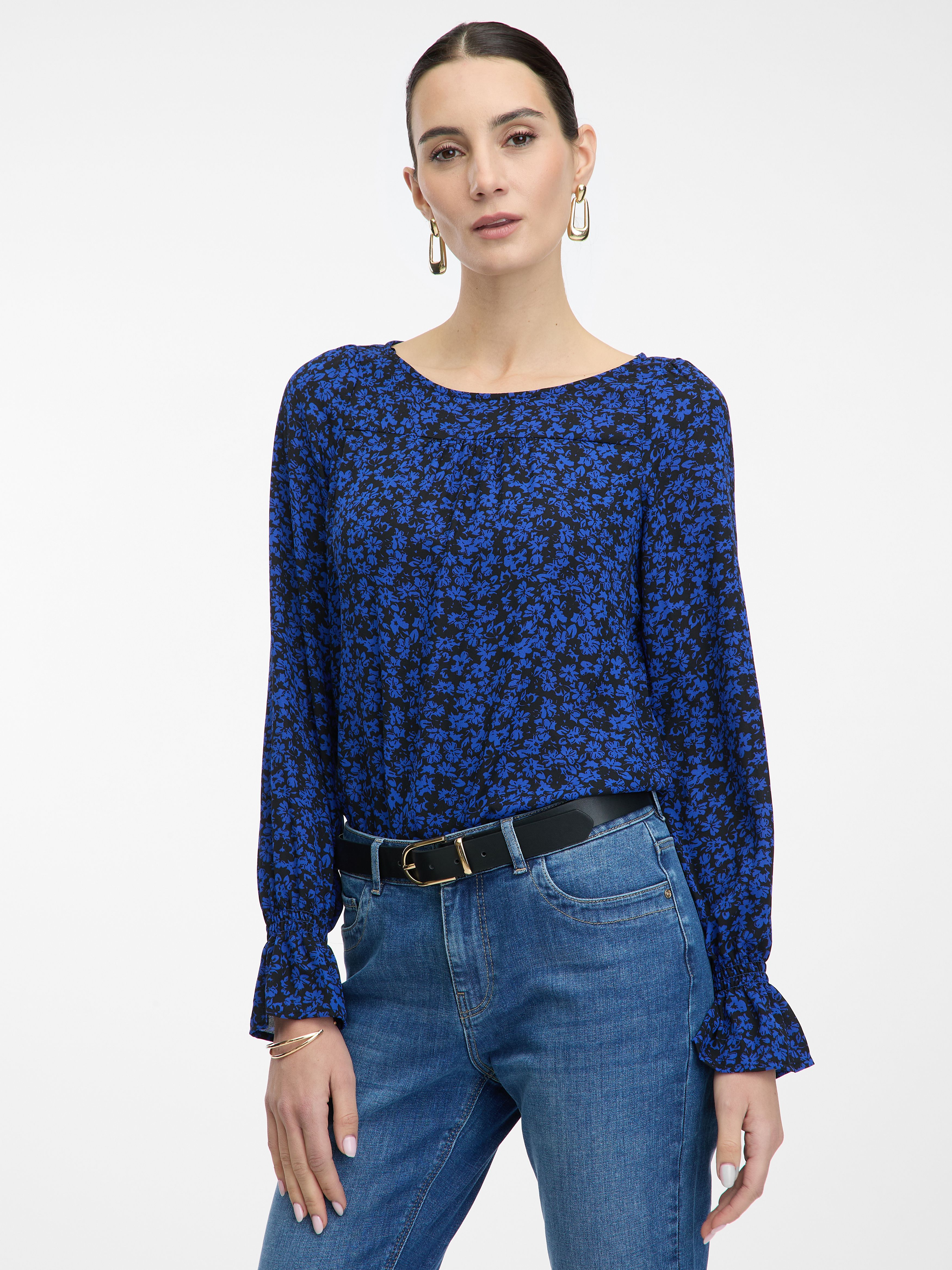 Schwarz-blaue geblümte Bluse ORSAY | Orsay.at - Der offizielle E-Shop ...