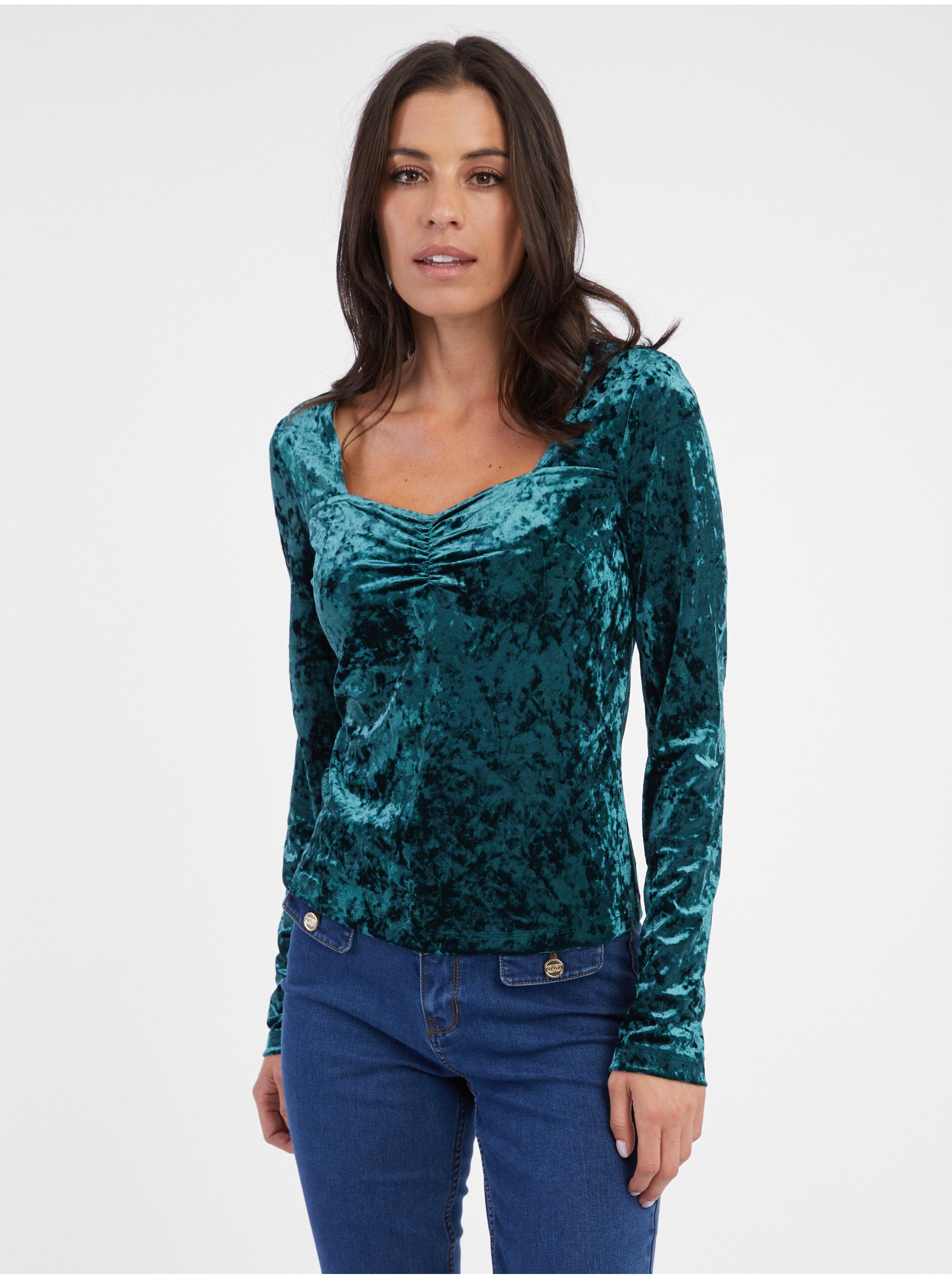 Petrolfarbenes Damen-Samt-Top ORSAY | Orsay.at - Der offizielle E-Shop ...