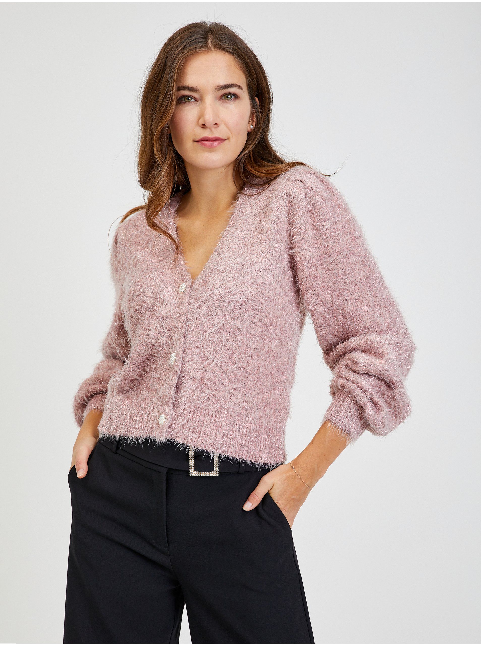 Cardigan roz de damă cu fibre metalice ORSAY | Orsay.ro - Magazinul ...