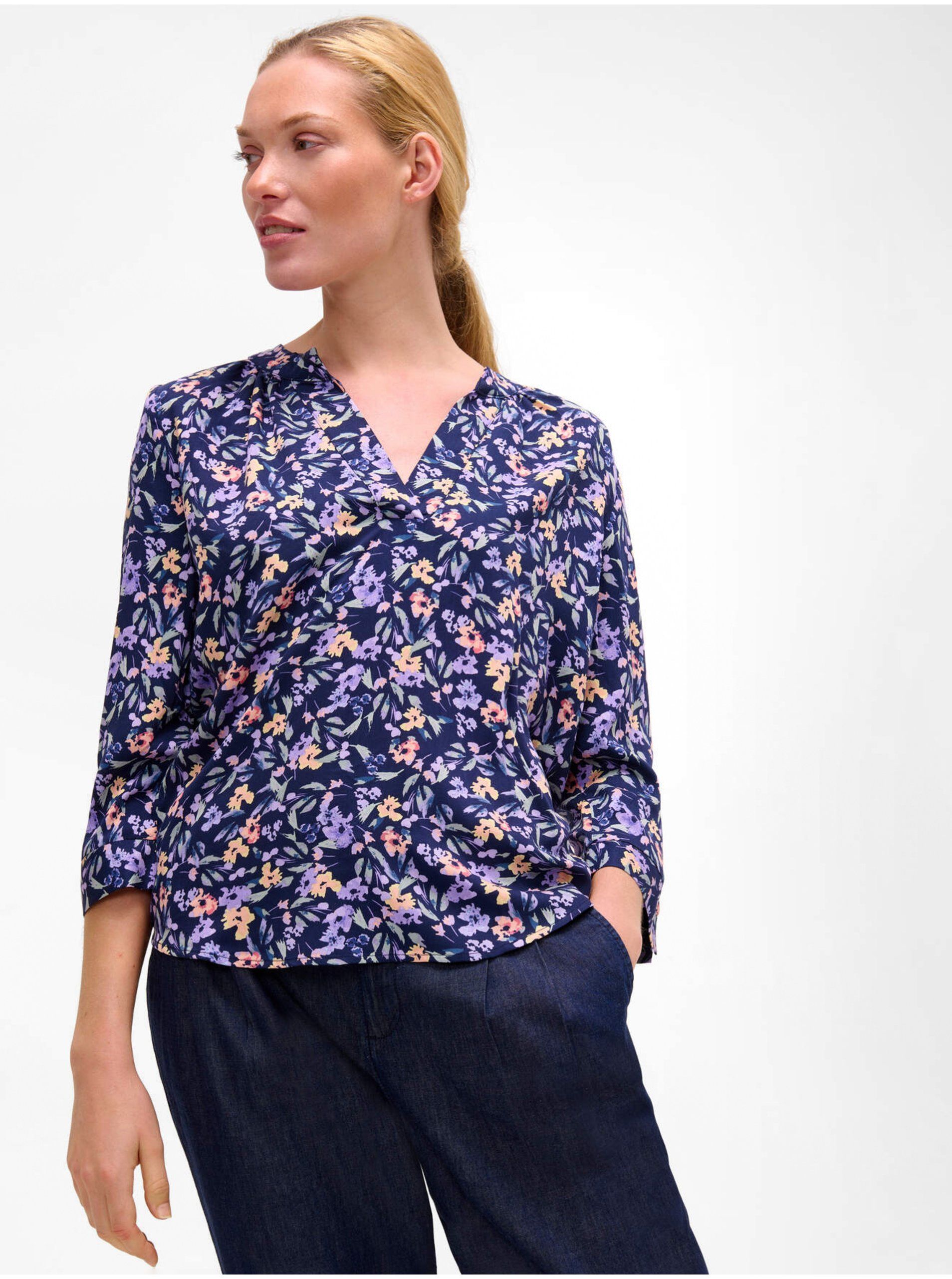 Violette-blaue geblümte Bluse mit Dreiviertel Ärmeln ORSAY | Orsay.de ...