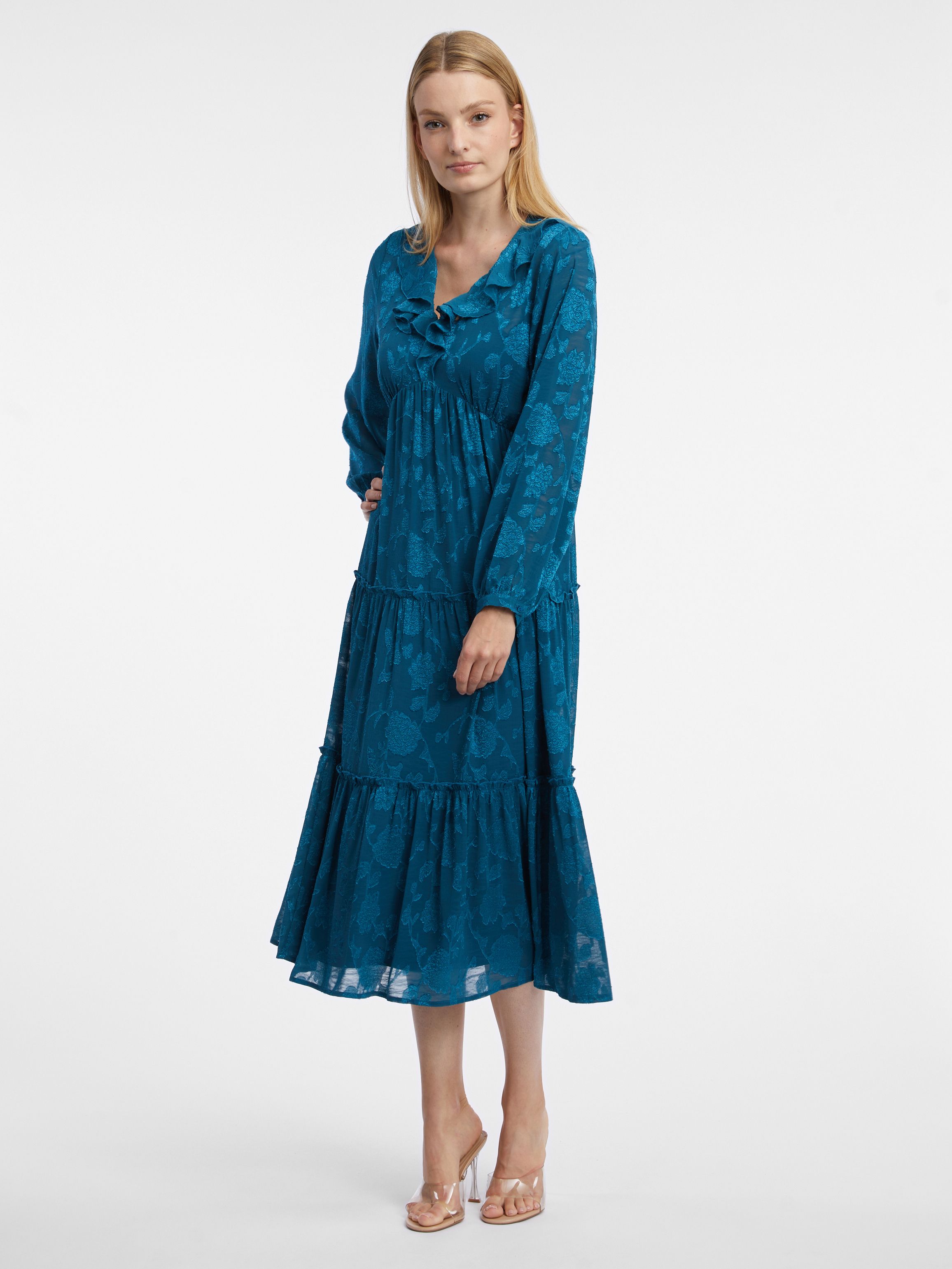 Rochie midi cu flori pentru femei albastru ORSAY | Orsay.ro - Magazinul ...
